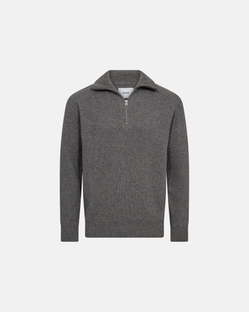 Liam Wool Zip Sweater Grey - Resteröds Since 1935